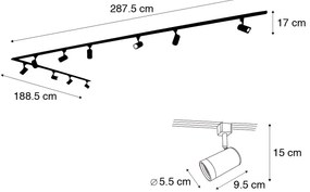 Moderní 1-fázový kolejnicový systém s 10 reflektory bílý - Jeana