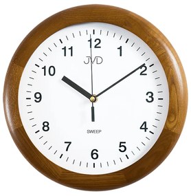 JVD Netikající tiché dřevěné kulaté nástěnné hodiny JVD NS2341/11