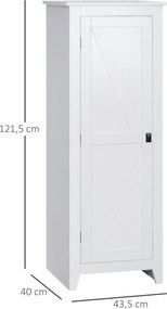 HOMCOM Skříňka Skladovací Buffet pro Kuchyni, Úložný Kousek do Koupelny, Klasický Styl s 3 Nastavitelnými Policemi - Výška 120 cm v Bílé Dřevě