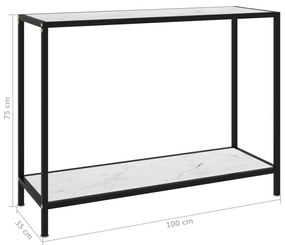 vidaXL Marketos Konzolový stolek bílý 100 x 35 x 75 cm tvrzené sklo