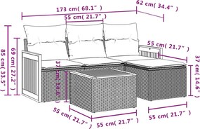 5dílná zahradní sedací souprava s poduškami béžová polyratan 3259993