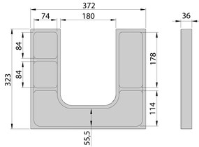 Sapho LINDO "U" organizér 372x36x323mm, plast, antracit - LD001