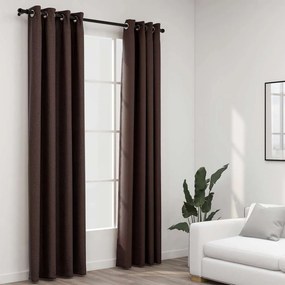 Zatemňovací závěsy s kroužky vzhled lnu 2 ks taupe 140 x 245 cm 321202