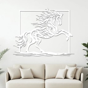 dřevo života Dřevěný obraz HORSE Zvolte rozměr (cm): 60x47, Zvolte barvu dekoru: Bílá