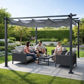 Zahradní pergola s posuvným střešním systémem Zenia 3x4 m šedá