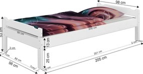Dřevěná postel LIVIO 90x200, bílá Kondela 0000247956