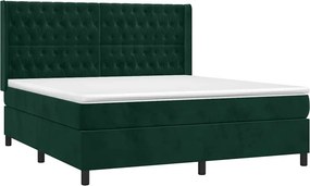 Box spring postel s matrací tmavě zelená 180x200 cm samet 3132876