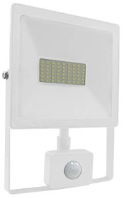 ACA Lighting LED venkovní reflektor Q 50W/230V/6000K/4500Lm/110°/IP66, pohybový senzor, bílý