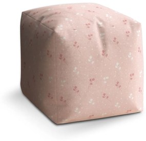 Sablio Taburet Cube Bílé a růžové květy: 40x40x40 cm