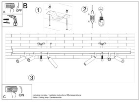 Bodové svítidlo Eyetech, 6x černé kovové stínítko, (možnost polohování)
