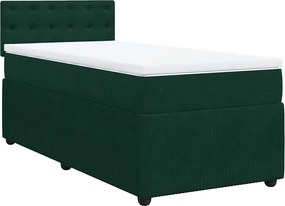 Box spring postel s matrací tmavě zelená 90x200 cm samet 3287641