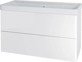Mereo, Mereo Siena, koupelnová skříňka s keramickým umyvadlem 101 cm, bílá lesk, MER-CN4122