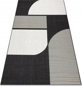 Koberec Šňůrkový Sisal Abstrakce krém/černý Juta Salon Terasa 200x290 cm