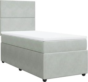 Box spring postel s matrací světle šedá 100x200 cm samet 3294556