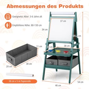 Costway Dětská tabule 3 v 1 s papírovou rolí a magnetickou tabulí a bílou tabulí