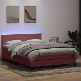 Box spring postel s matrací a LED růžová 160x210 cm samet 3316700