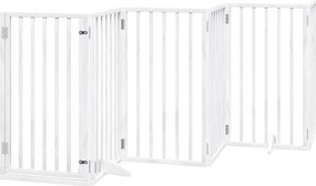 Zábrana pro psy s dvířky skládací 9 panelů bílá 450 cm topol 3155538