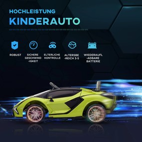 HOMCOM Dětské auto, 2 jízdní režimy, Lamborghini SIAN SUV auto na hraní, elektrické auto s dálkovým ovládáním, hudba (MP3/USB), 37-60 měsíců, zelené …