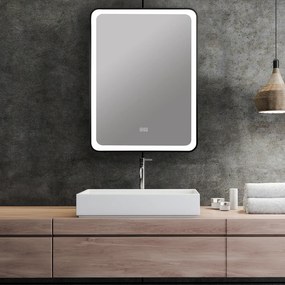 Smartzrcadla Koupelnové zrcadlo S-4657 s LED podsvícením 60 × 80 cm (černý rám)