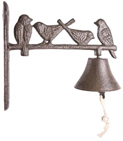 Litinový zvonek Ptáčci, 23 x 20,8 x 8 cm