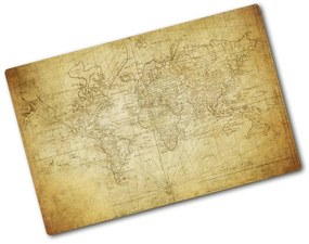 Wallmuralia Kuchyňská deska skleněná Stará mapa světa 80x52 cm