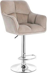 LuxuryForm DESIGN Barová židle AMALFI VELUR na stříbrné kulaté podstavě - latte