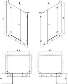 Mexen Lunar, pravé otočné sprchové dveře 120 cm, čiré sklo, černý profil, 834S-120-050-70-00-P