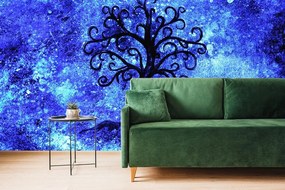 Tapeta strom života na modrém pozadí - 450x300 cm