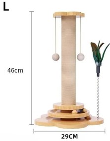 Interaktivní škrabadlo pro kočky z masivního dřeva - 2 velikosti Velikost: L (46x29 cm)