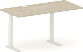Výškově nastavitelný stůl FUTURE, 170x80 cm, 2 motory, bílá podnož, dub přírodní