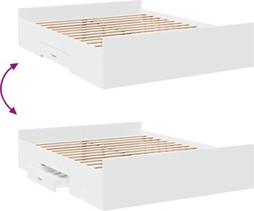Rám postele se zásuvkami bílý 150 x 200 cm kompozitní dřevo 3280286