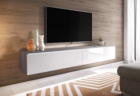 AKCE - Závěsný TV stolek Lowboard D 180 cm - dekor bodega / bílý lesk