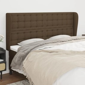 Čelo postele typu ušák tmavě hnědé 163x23x118/128 cm textil 3118399