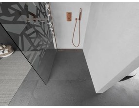 Mexen Kioto, sprchová zástěna Walk-In 100 x 200 cm, 8mm čiré sklo bílý vzor, ​​měděný matný profil, 800-100-101-65-85