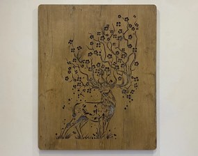 Li-Go "Jelen" světelný obraz 230V 70x100cm provedení povrchu: dub světlý
