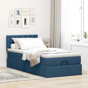 Osmanský rám postele s matrací modrá 90x190cm textil 3312442