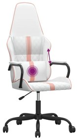 Petromila Masážní herní židle růžová a bílá umělá kůže