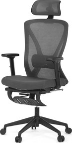 Autronic Židle kancelářská, šedá MESH, plastový kříž, opěrka nohou, posuvný sedák, 2D područky KA-S257 GREY