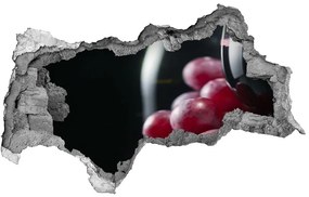 Wallmuralia Nálepka 3D díra Hrozny a víno 95x73 cm