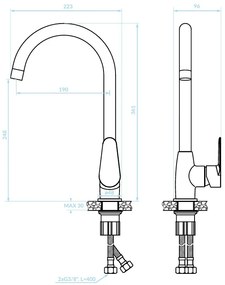 Kuchinox Fresno, vysoká dřezová baterie s ramenem ve tvaru-U, chromová, LAV-BQF_068D