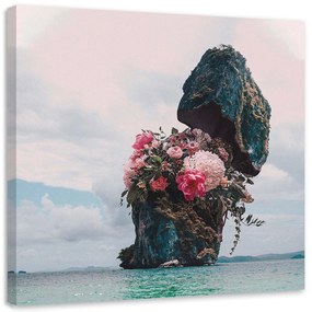 Gario Obraz na plátně Skála s květinami - Zehem Chong Rozměry: 30 x 30 cm