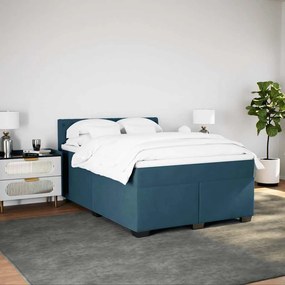 Box spring postel s matrací tmavě modrá 140x200 cm samet 3286340