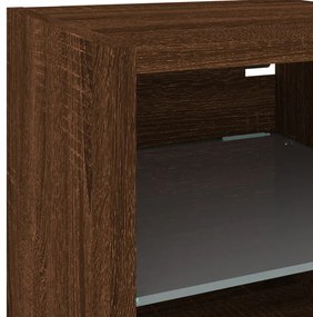 7dílná obývací stěna s LED hnědý dub kompozitní dřevo - Default Title