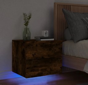 vidaXL Nástěnný noční stolek s LED osvětlením [836816] Barva: kouřový dub