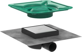 Hansgrohe RainDrain Spot, podlahová odtoková souprava, mřížka 150/150, dlažba zezadu krytu, kartáčovaná nerezová ocel, HAN-56112800