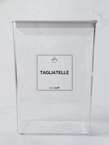 TAGLIATELLE  – průhledná samolepka na dózu, tučné písmo, 5 x 5 cm | DomaLEP