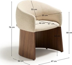 Béžové čalouněné jídelní křeslo s područkami Bosca – Kave Home