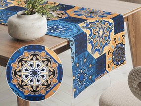 Biante Bavlněný běhoun na stůl Sandra SA-448 Modro-oranžové marocké dlaždice 20x120 cm
