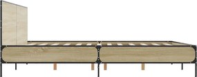 Rám postele dub sonoma 200 x 200 cm kompozitní dřevo a kov 3280018
