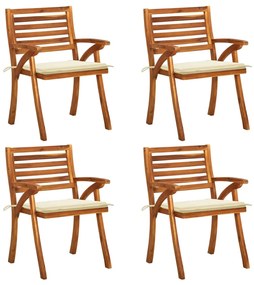 Zahradní židle s poduškami 4 ks masivní akáciové dřevo,  3075176